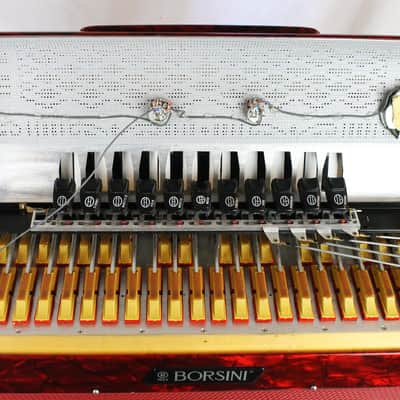 8280 - Red Borsini Mod.SL/4117M Piano Accordion LMMM 41 120 | Reverb