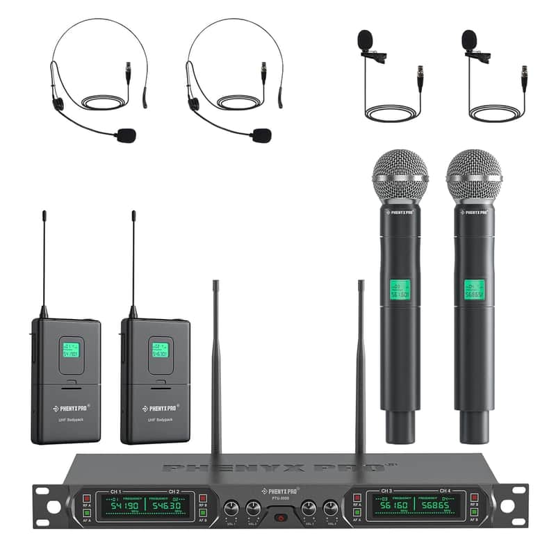 Wireless Microphone System, 4-Channel Uhf Wireless Mic Set | Reverb