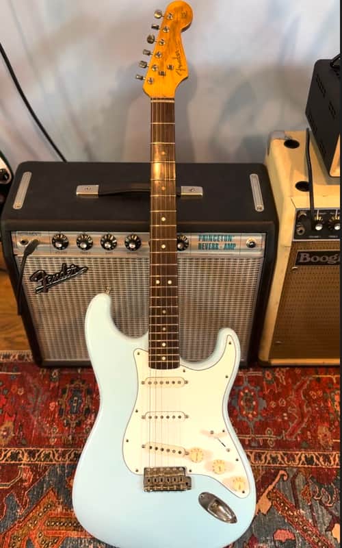 1964 Fender Stratocaster Sonic Blue - Refinish/Replaced Parts | Reverb