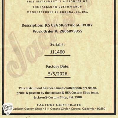 Jackson USA Signature Gus G. Star - Ivory #J11460 | Reverb
