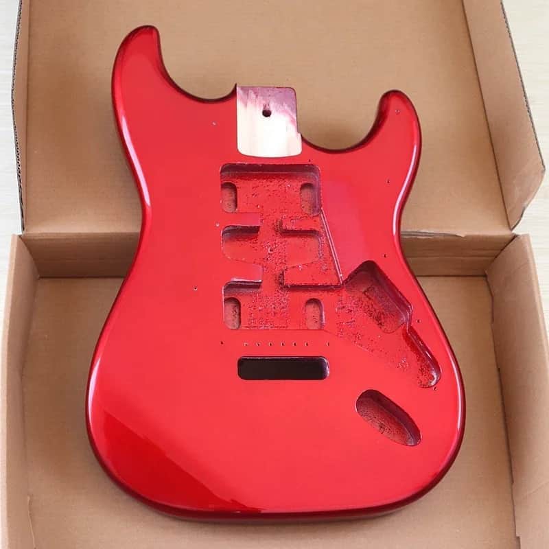 Metallic Red Finish Guitar Strat Style Poplar Wood Body | Reverb