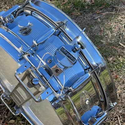 1962 Rogers 5 x 14 Dynasonic 7-Line Snare Drum Bread Butter | Reverb