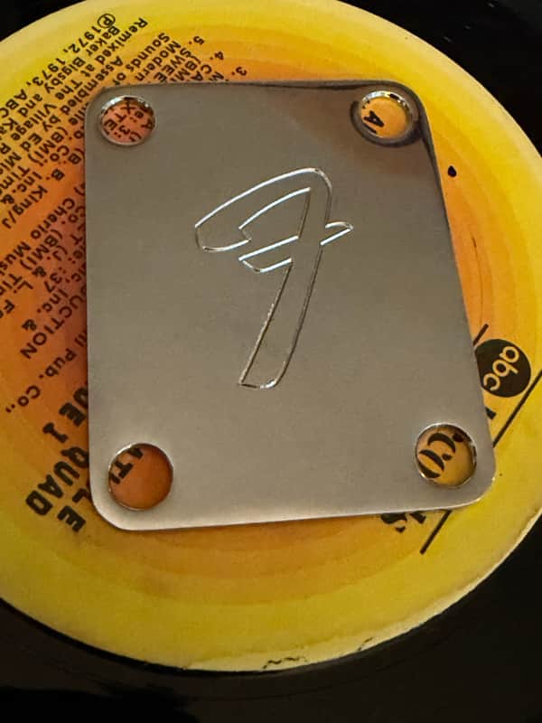 1988 Fender Strat Neck Plate Fender F neckplate Fits Four | Reverb