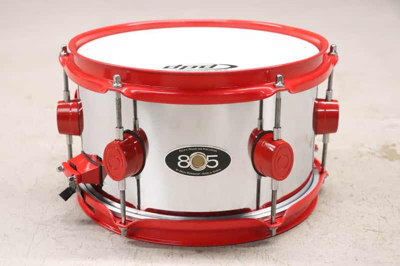 PDP 805 6x10" Steel Popcorn Snare Drum w/ Red Hardware #2 | Reverb