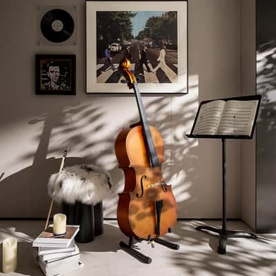 3/4 Full Size Acoustic Cello with Portable Bag, Bow, Rosin, | Reverb