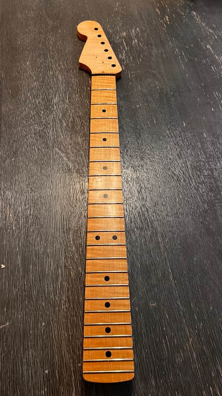 Warmoth Strat Neck AAA Flame Maple Righty Reverse | Reverb