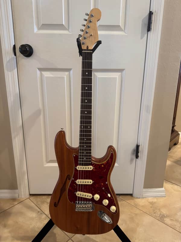 Partscaster Thinline S-Style - Natural w/ Lindy Fralin Blue's | Reverb