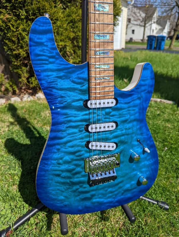 Kiesel Theos TC6 - Trans Aquaburst Quilted Maple | Reverb