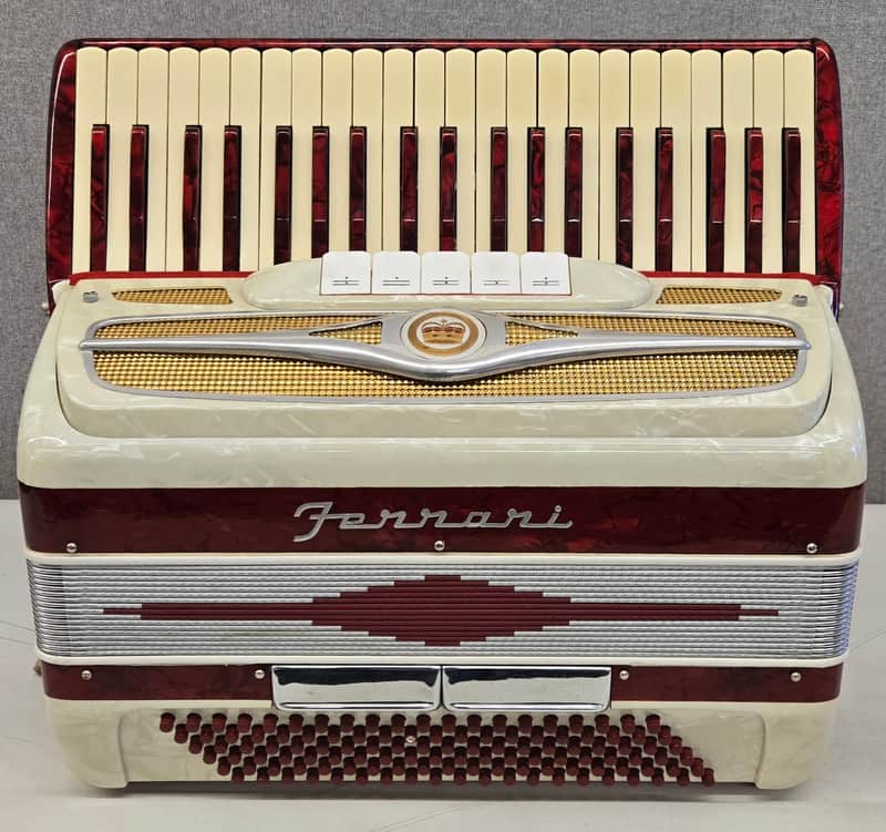 Vintage Ferrari Cream & Red Piano Accordion LM 41/120 Ready | Reverb