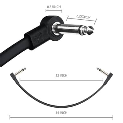 12 Inch Guitar Patch Cables 6 Pack, 1/4" TS Right Angle | Reverb