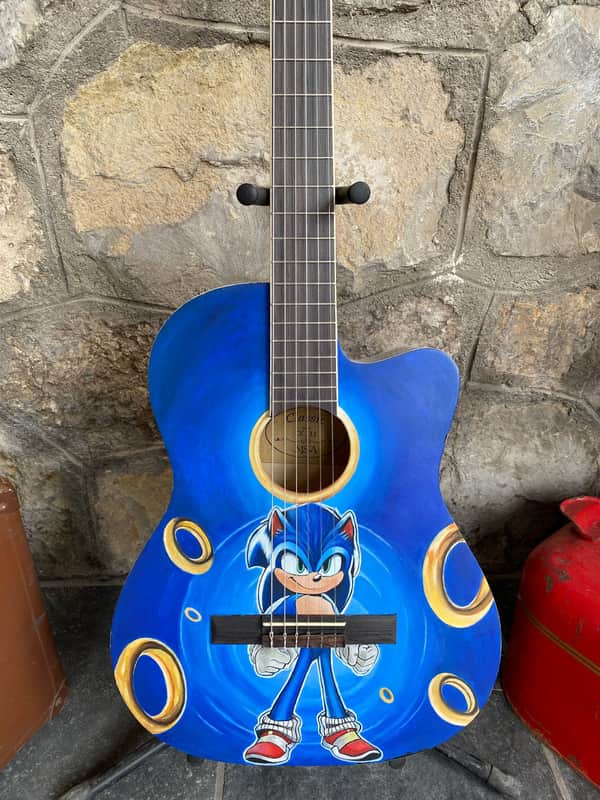 Custom Hand-Painted Classical Guitar – “Sonic” Design, | Reverb
