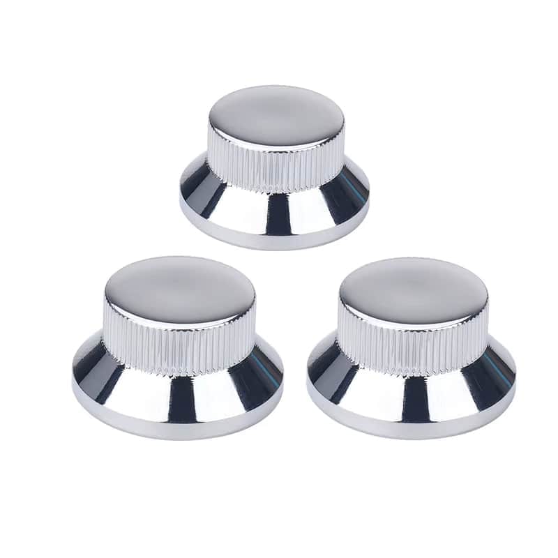 3pcs Chrome Metal Guitar Top Hat Volume Tone Knobs Set | Reverb
