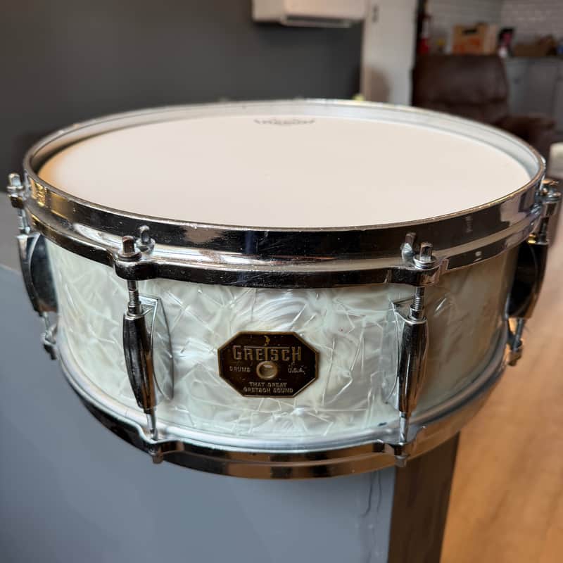 Vintage 1970s Gretsch Snare Stop Sign Badge White Marine | Reverb