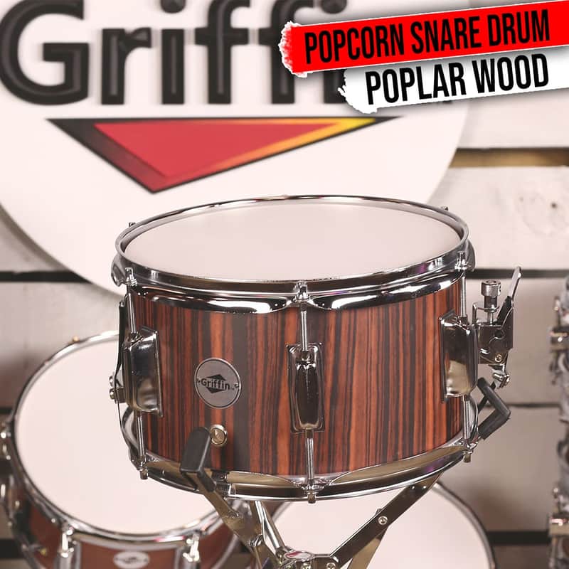 GRIFFIN Popcorn Snare Drum - 10x6 Acoustic Mini Poplar Wood | Reverb