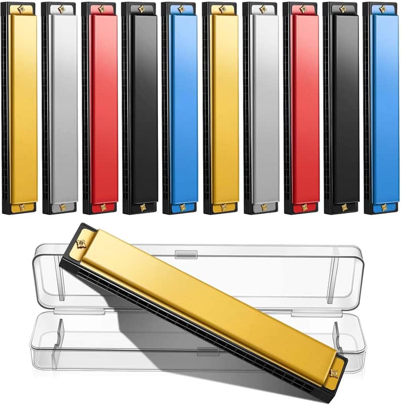 10 Pcs Harmonica Set Titanium Color Harmonica with Case | Reverb