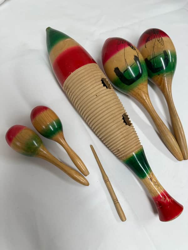 Large & Small Maracas with Guiro-Bundle, Hand Painted - | Reverb