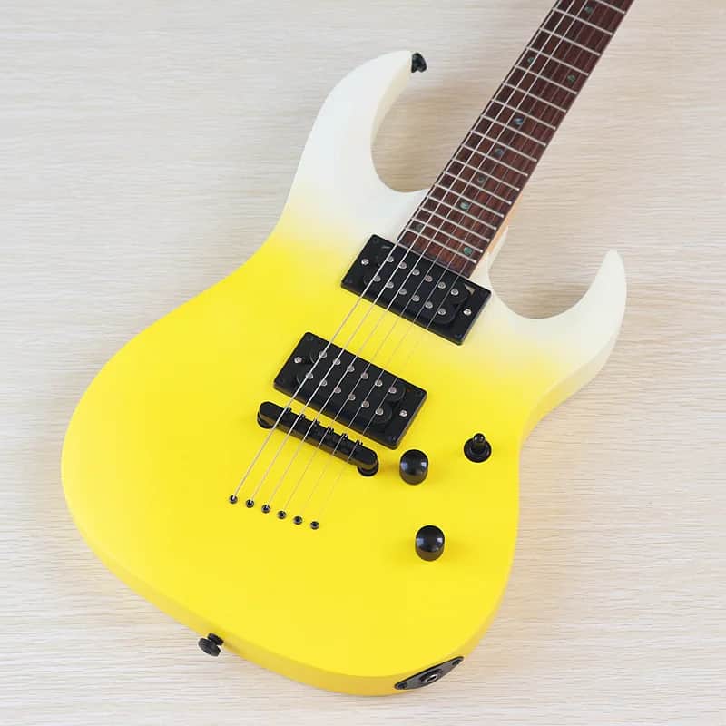 Custom Yellow White Finish, HH Electric Guitar, Solid Ash | Reverb