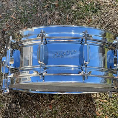 1962 Rogers 5 x 14 Dynasonic 7-Line Snare Drum Bread Butter | Reverb