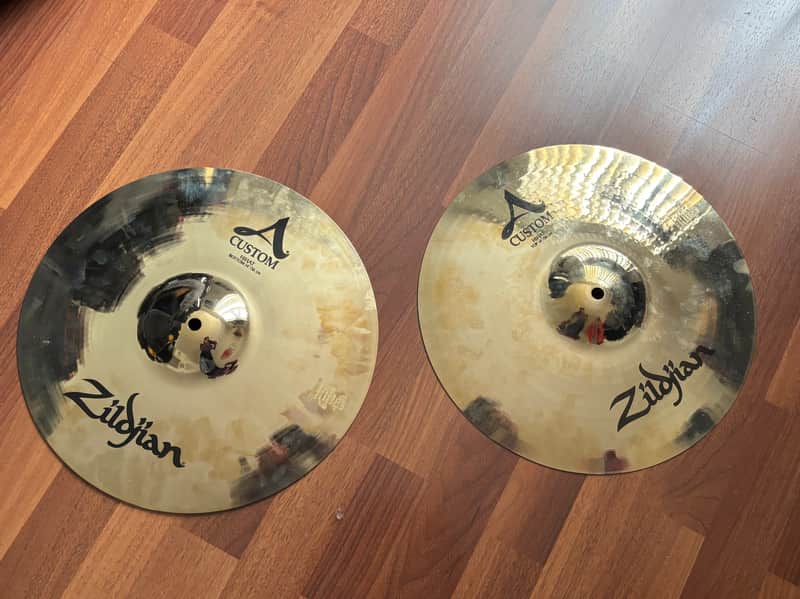Zildjian 14" A Custom Hi-Hat Cymbals (Pair) - Brilliant | Reverb