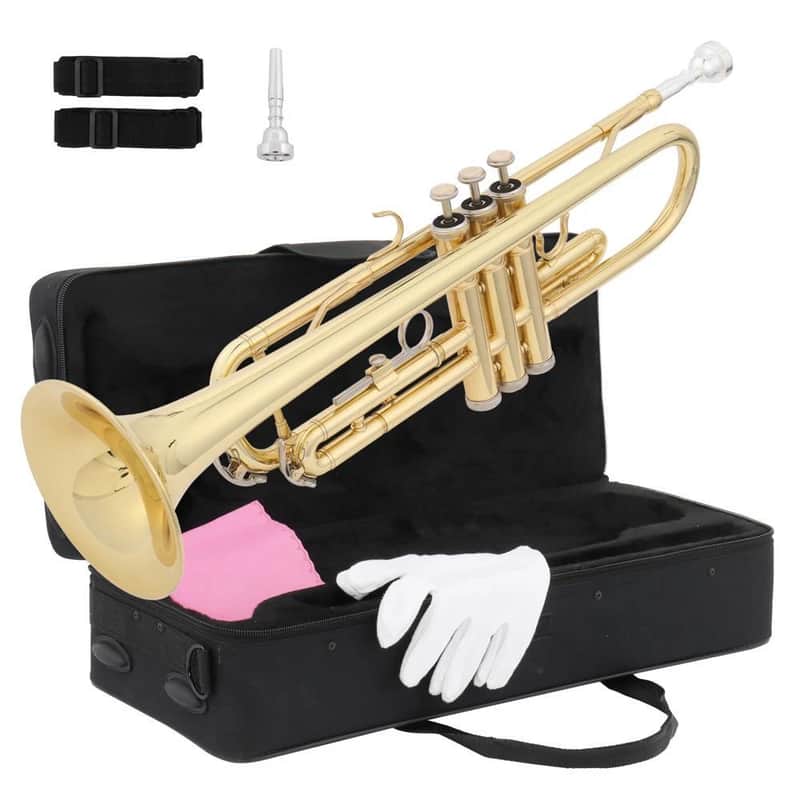 Beginner Gold Lacquer Brass Bb Trumpet W/ Case for Student | Reverb
