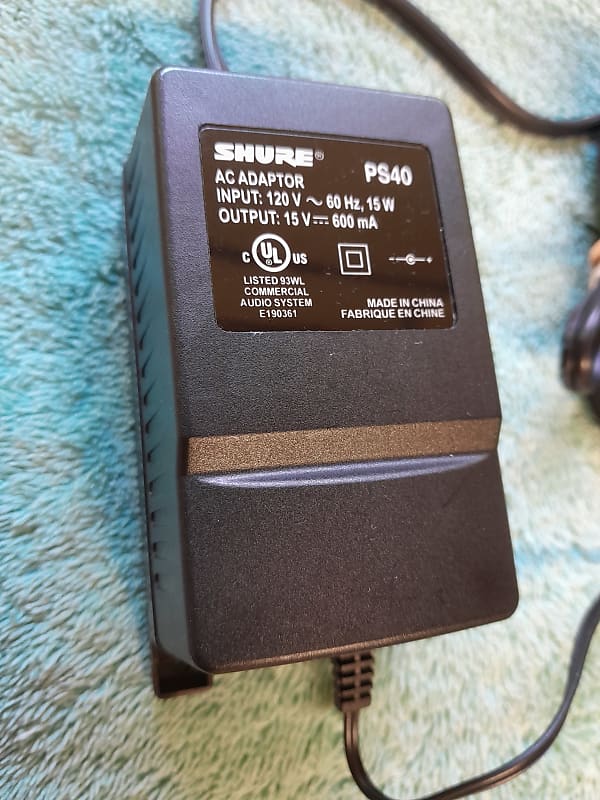 Shure PS40 AC Adaptor 15V-600mA Power Supply for UC4, SC4, | Reverb