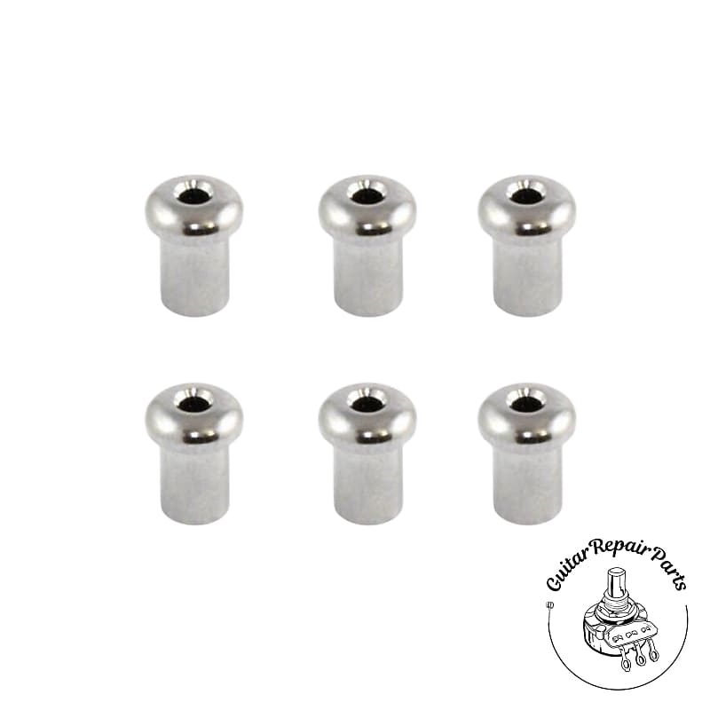 String-Thru Top-Mount Ferrules For Guitar (6 pcs) - Chrome | Reverb