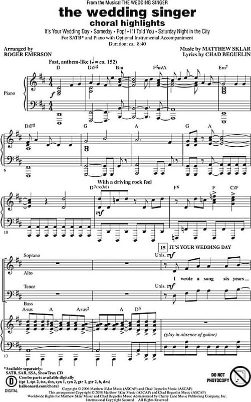 The Wedding Singer - (Choral Highlights) | Reverb