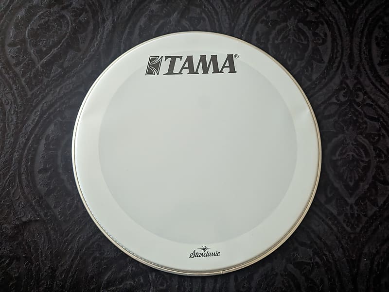 Tama Starclassic 22" logo Bass Drum head white | Reverb