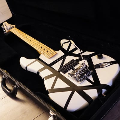 Lotus EVH Super Strat Striped White Black Kahler style | Reverb