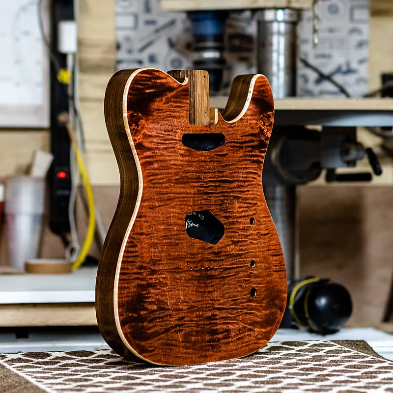 Figured Maple & Walnut Tele Body / Orange Figured Maple | Reverb UK
