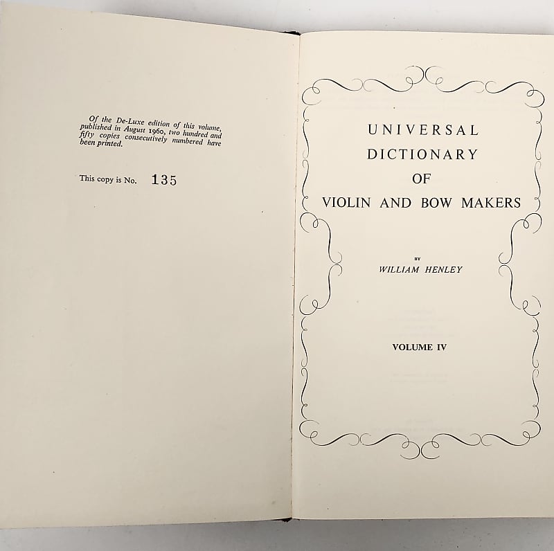 Dictionary of Violin and Bow Makers - Volumes 4 | Reverb