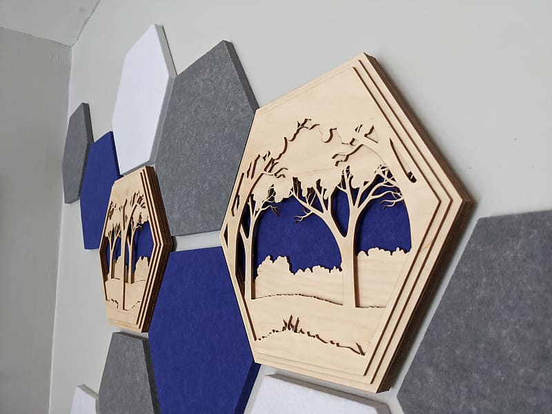 Acoust-Hex - Wood Hexagon Sound Diffuser Acoustic Wall Panel | Reverb