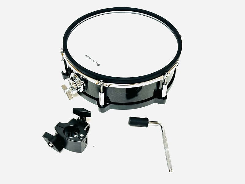 Lemon 12” x 4” Black Sparkle Mesh Tom Snare w Clamp for | Reverb