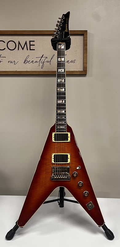 Ibanez Rocket roll 2 flying v 80s - Cherry Sunburst | Reverb