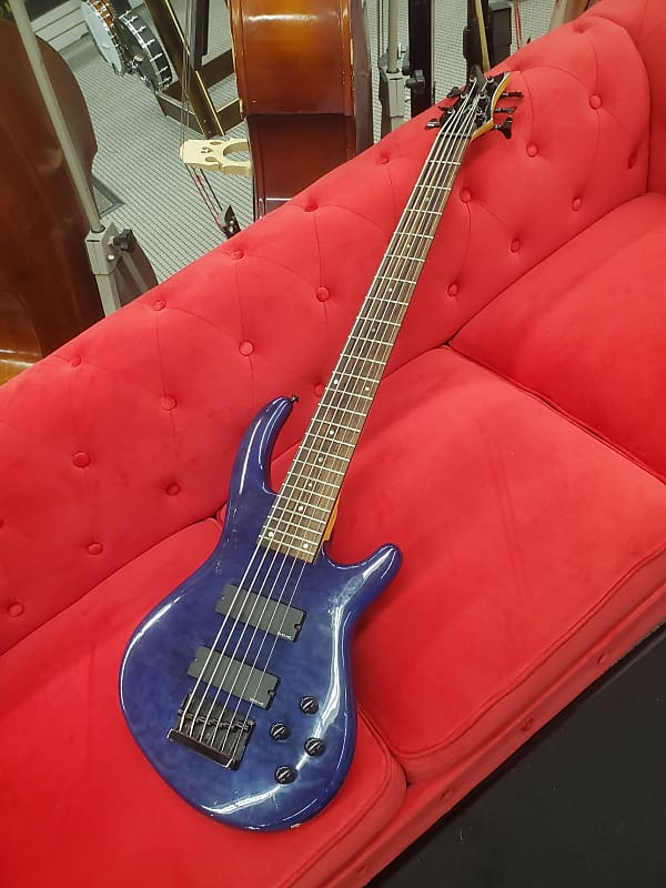 Dean Edge 6 Blue Quilt 6 string bass guitar bargian priced | Reverb