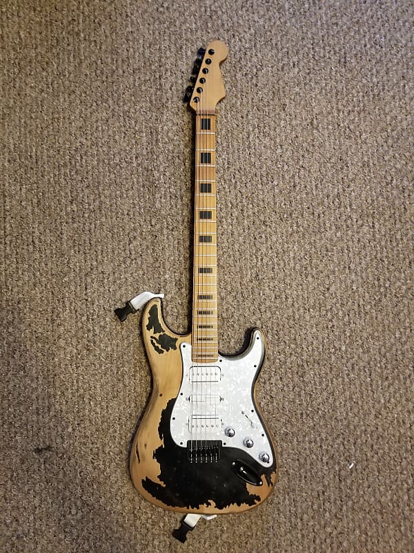Warmoth Baritone Strat 2020 Relic'd Black | Reverb