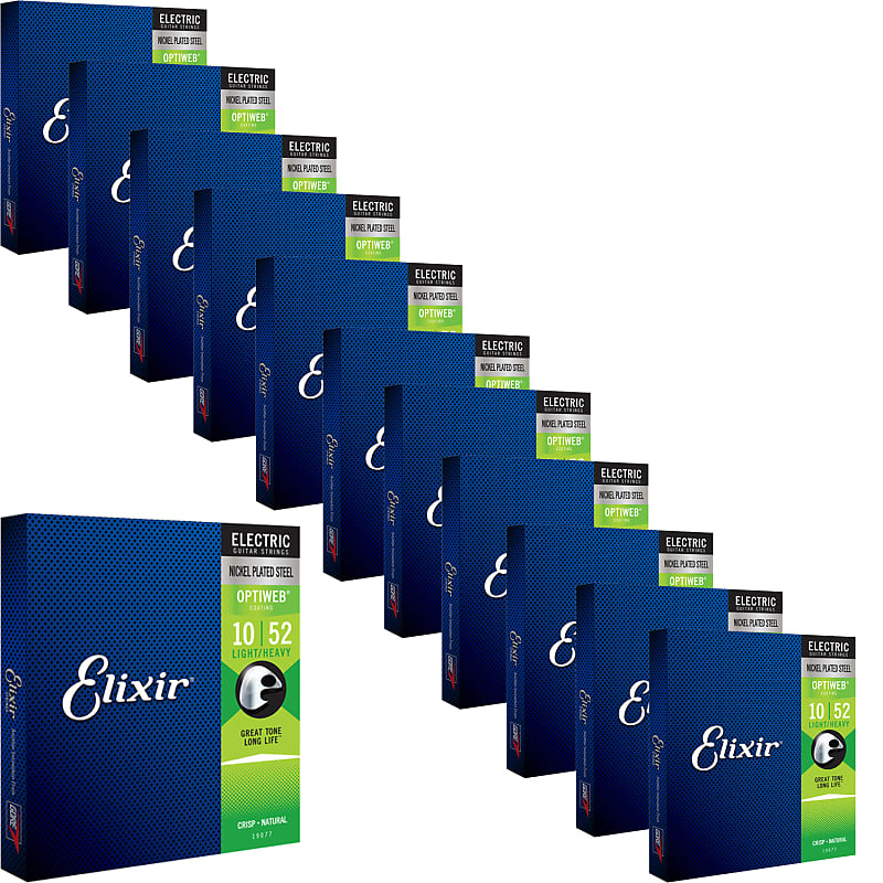 12 Sets of Elixir 19077 Nickel Plated Steel OPTIWEB Electric | Reverb