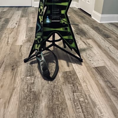 Dean Dimebag Razorback 2012 - Green / Black Bumble Bee Design | Reverb