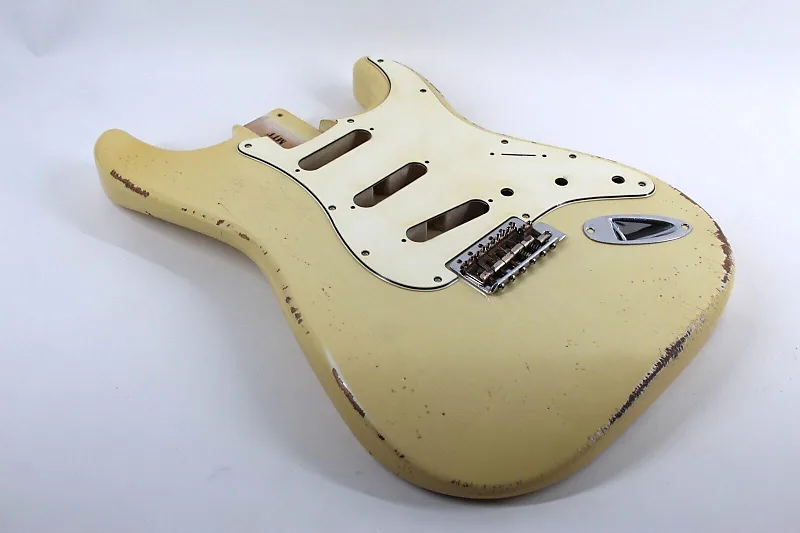 MJT relic aged strat body nitro finished aged white vintage | Reverb