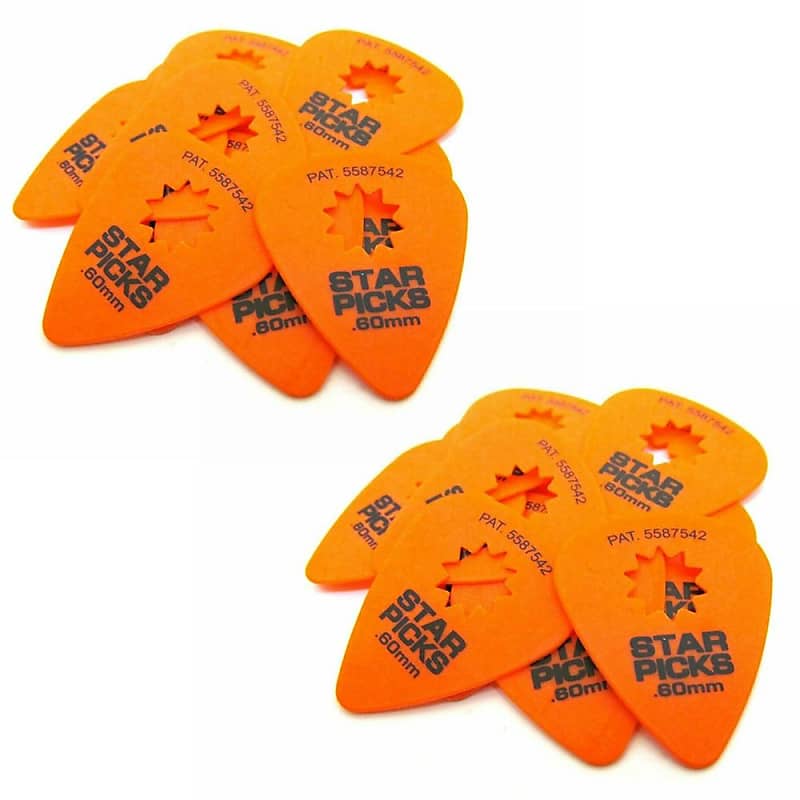 Everly Star Guitar Picks 24 pack .60mm Orange | Reverb