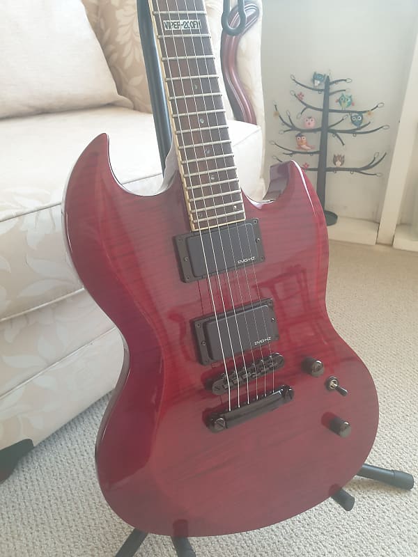 LTD Viper 200 FM - EMG HZ, Flame Maple, Set Neck SG Offset | Reverb