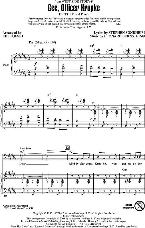 Gee, Officer Krupke - from West Side Story | Reverb