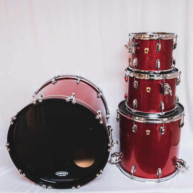 Ludwig Classic Maple 4pc Drum Shell Pack, Red Sparkle Wrap | Reverb