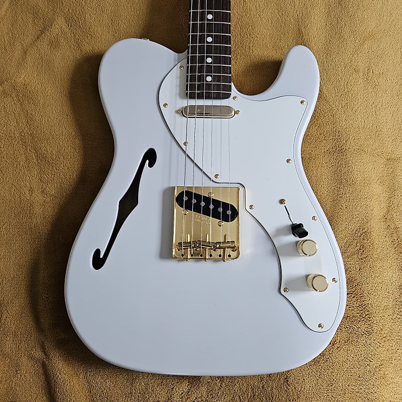 Fender Japan Thinline Telecaster - Kusumi White - Gold | Reverb