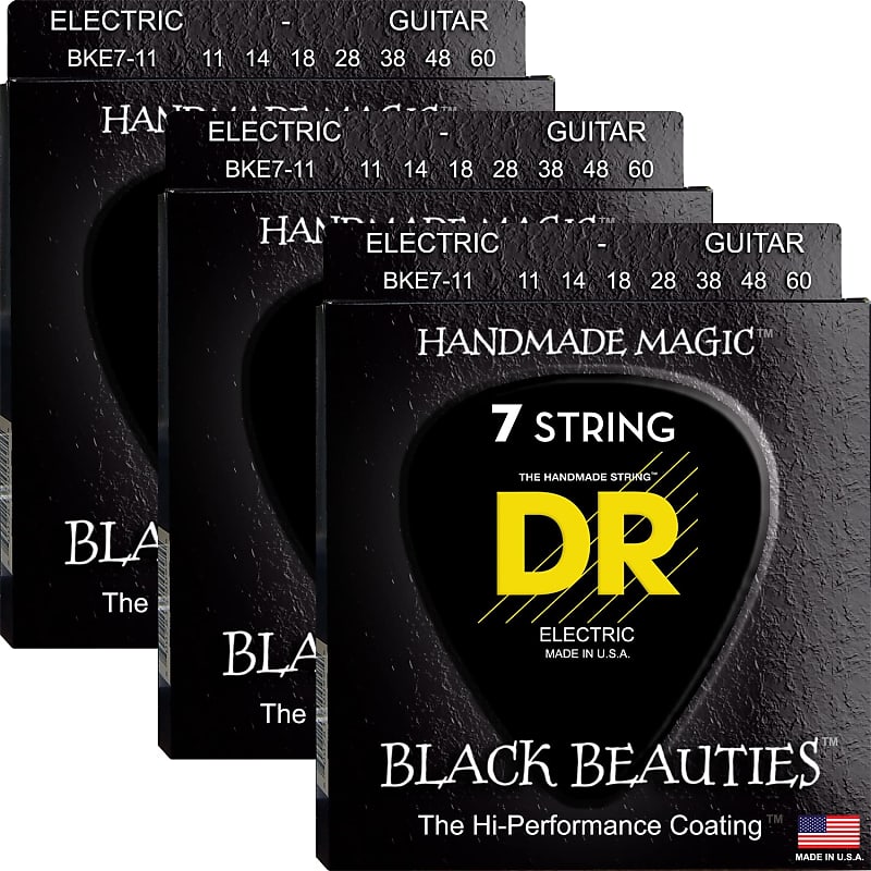 3-Pack DR Black Beauties Colored Electric Guitar Strings, | Reverb