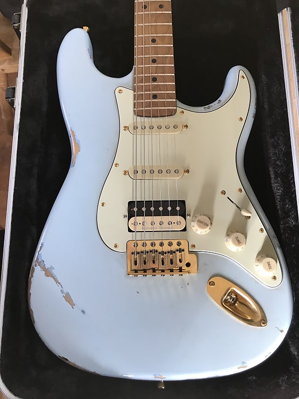 Warmoth Stratocaster - Light blue - gold hardware | Reverb UK
