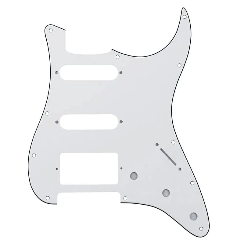 11-Hole HSS Strat Pickguard - 3-Ply White | Reverb