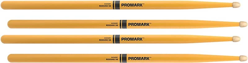 2 PACK ProMark Rebound 5B Painted Yellow Hickory Drumsticks, | Reverb