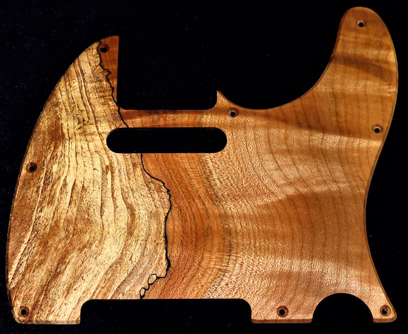 Figured Spalted Maple Telecaster Style Solid Wood Pickguard | Reverb