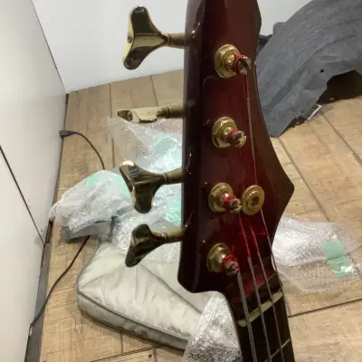 Aria Pro II ZZB Custom Explorer bass guitar 1980s Red Burst | Reverb